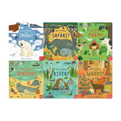 英文原版6册合售趣味纸板翻翻书