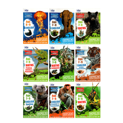 套装三 7-9岁 英文原版Collins Letts Wild About English/Math系列Reading  Comprehension spelling 少儿科普练习册9册附答案