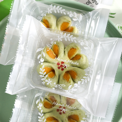 桃花知春酥包装袋鲜花饼传统糕茶点心月饼蛋黄酥绿豆糕透明机封袋