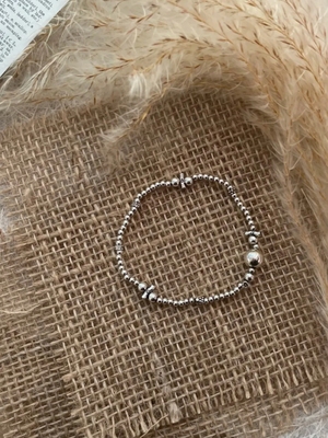 真925银做旧复古手链 精致小珠百搭 送礼盒证书 约2.5mm~8mm