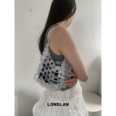 Lonslan BAG 2025  NEW 圆片手工编织超出片透明设计手提包