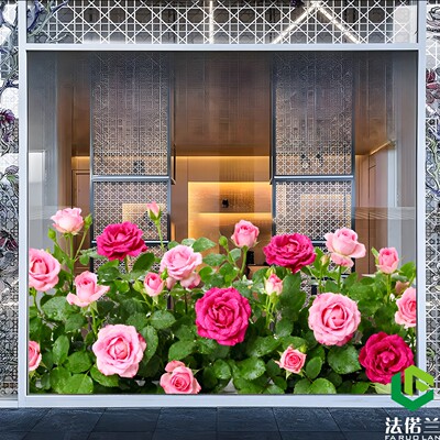 春天玫瑰月季花静电透明玻璃贴纸商场服装店铺氛围门窗布置创意贴