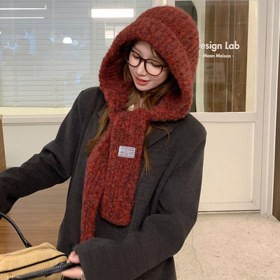 秋冬季连帽帽保暖针织帽