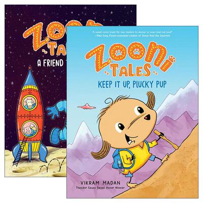 英文原版 Zooni Tales 佐尼的故事系列1-2册 儿童幽默全彩漫画章节桥梁故事书 Vikram Madan 坚持下去 勇敢的小狗 英文版 进口书籍