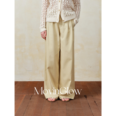 MovinGlow｜左岸假期 挺括干爽莱赛尔棉 松弛双褶休闲通勤直筒裤