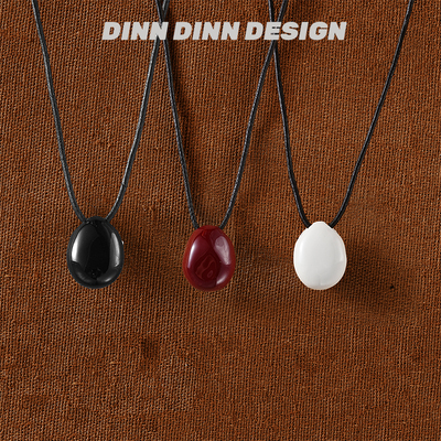DINN DINN DESIGN三色珐琅长款皮绳项链个性简约复古高级感气质