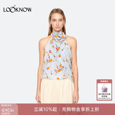 sea new york x LOOKNOW设计师品牌2026年春夏新品浅蓝色印花挂脖