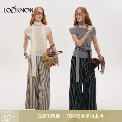 halfmoon一字肩飘带短袖T恤