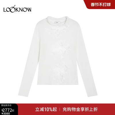ICE DUST x LOOKNOW2025冬季新款高领镂空蕾丝针织打底
