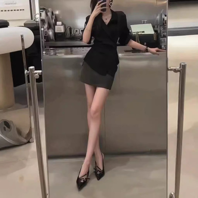 24636大爱美依缘2026新款设计感不规则翻领长袖衬衫洋气半身裙女