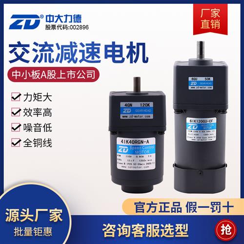中大力德6W200W微小型交流齿轮减速电机调速感应阻尼煞车减速马达