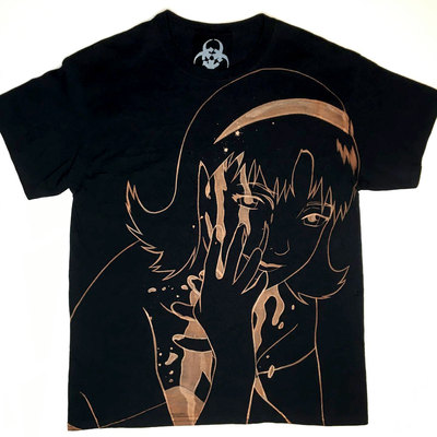 黑红blackred纯手绘蓝色恐怖perfectblue禁忌少女亚妹t恤