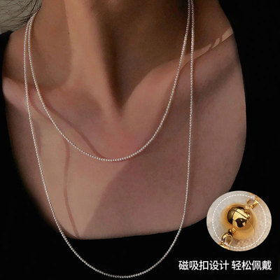 3mm小米珠珍珠项链长款施家珍珠项链女士颈链锁骨链高级感毛衣链