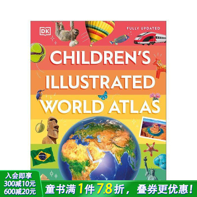 【预售】儿童插图世界地图集 Children's Illustrated World Atlas 英文儿童插画科普绘本 进口童书