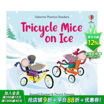 【预售】冰上三轮车小鼠 【Phonics Readers】Tricycle Mice on Ice 英文儿童趣味互动绘本 英语早教进口书