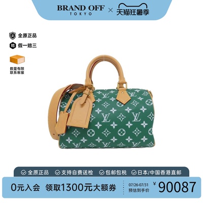 中古LV路易威登波士顿老花女包