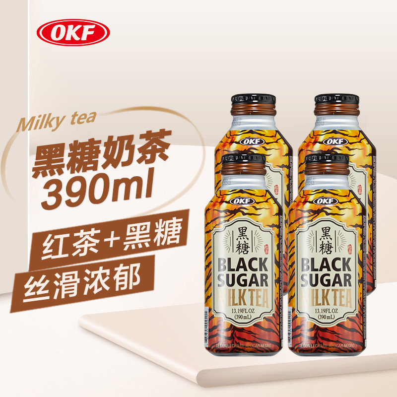 韩国进口OKF黑糖奶茶即饮奶茶瓶装饮料饮品特调下午茶390ml