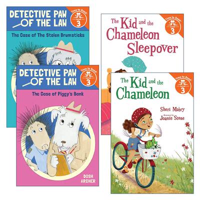 英文原版 Detective Paw of the Law/The Kid and the Chameleon 4册 孩子和变色龙在外过夜 小猪的存钱罐 英文版 进口原版书籍