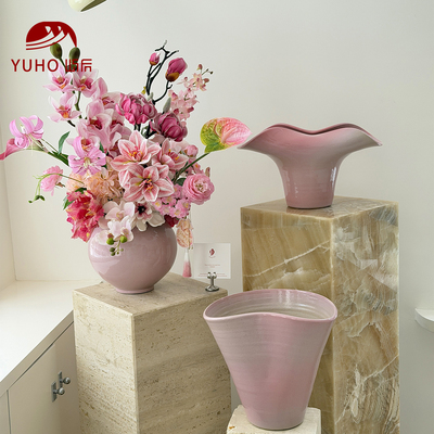 屿后【2026】新年粉陶瓷花瓶年宵花蝴蝶兰大惠兰冬青专用diy花盆