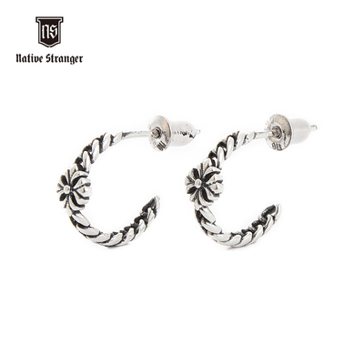NATIVE STRANGER十字花链条耳钉925银