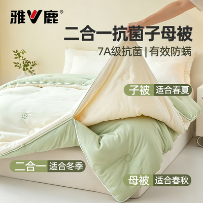 雅鹿子母被二合一加厚四季通用