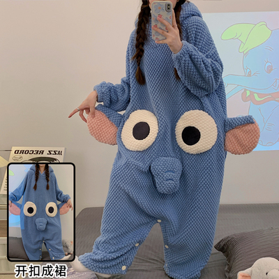 睡衣冬女加厚加绒可外穿冬天长袖