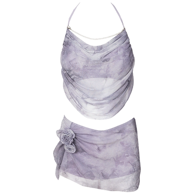 WESWIM薄纱露背性感裙式比基尼