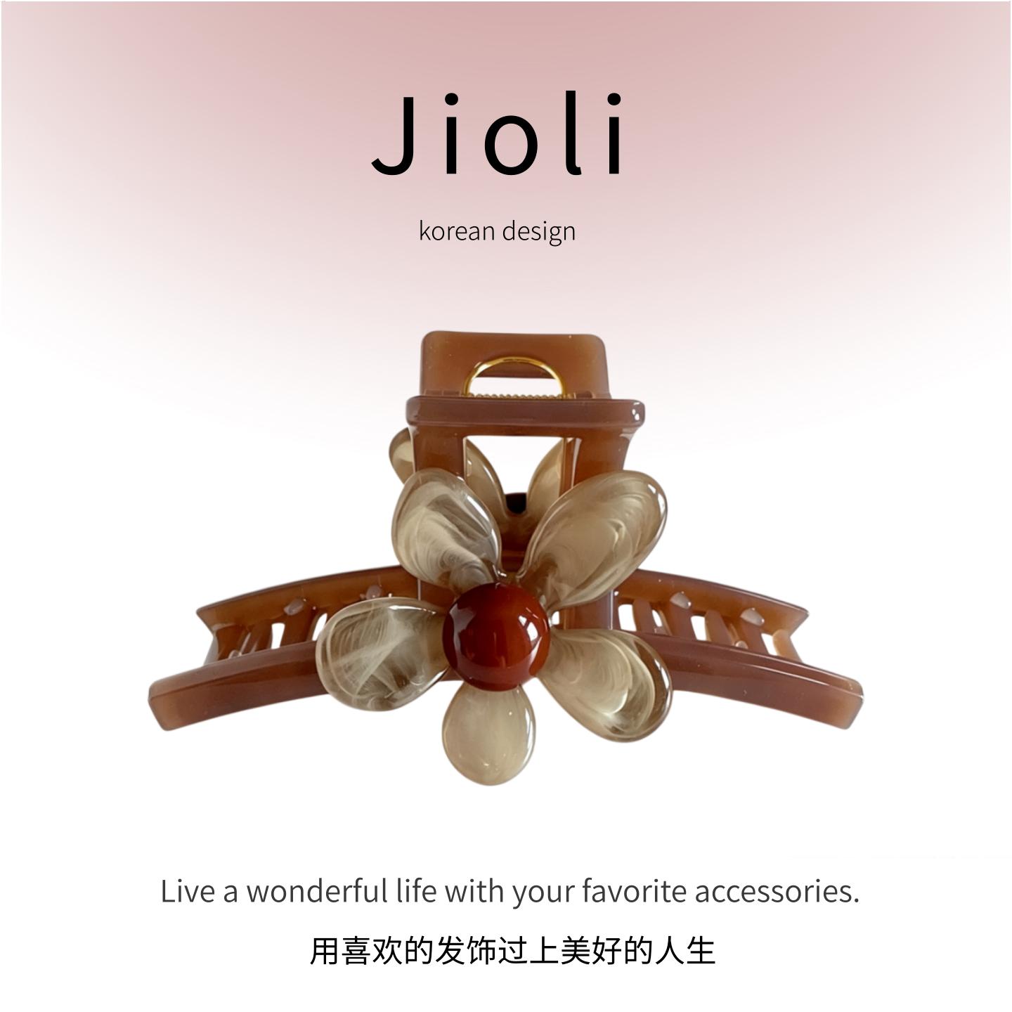 韩系高级感花朵抓夹时尚大号盘发鲨鱼夹后脑勺发抓百搭发饰夹子