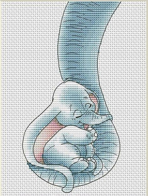公主绣铺DMC自配套件纯棉线精准印花套件201230大象宝宝