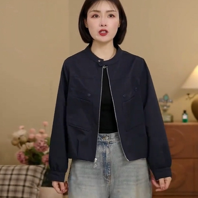 休闲时尚棒球服外套女短款夹克