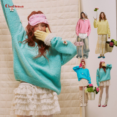 CLOUDSEASON夏夜尤加花朵毛衣女秋冬高级感毛衣秋冬女羊毛毛衣女