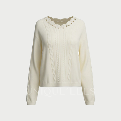 尢壹/UNIQUE'EEES【一眼沦陷】镂空钩花V领针织衫U5508544