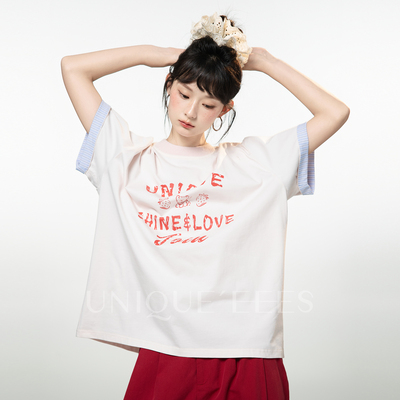 尢壹/UNIQUE'EEES 【口碑强推】假两件印花短袖狗狗T恤U5211030