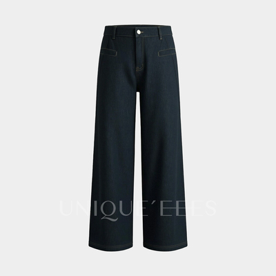 【参加】尢壹/UNIQUE'EEES【时髦打工人】剪裁高腰拖地裤U5314507