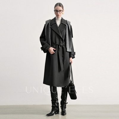 尢壹/UNIQUE'EEES【高街时尚单品】高智感披肩长款风衣U5503501
