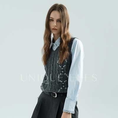 商场同款设计师款古着针织马甲