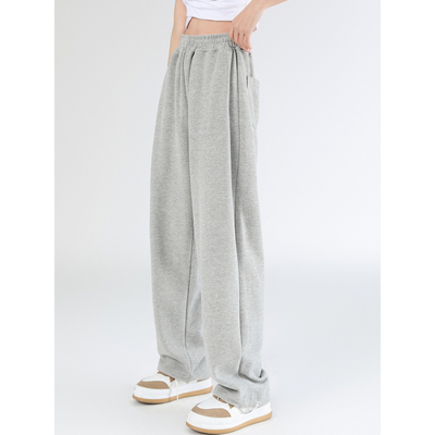 Sparrow Lab灰色运动裤国潮高腰抽绳束脚裤宽松直筒休闲卫裤男女