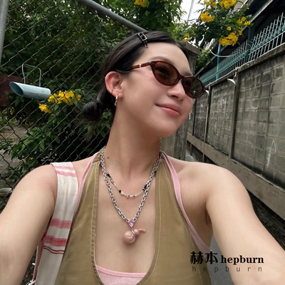 hepban新品椭圆书呆子墨镜女 小众复古高品眼镜 可配近视太阳眼镜