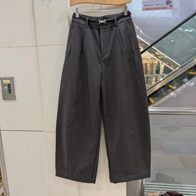 伊人牛仔66093通勤简约风高腰阔腿裤女显瘦百搭气质弯刀休闲裤秋