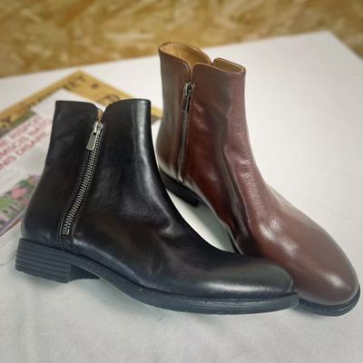 英伦风切尔西靴植鞣牛皮拉链低帮耐磨尖头休闲5968-1