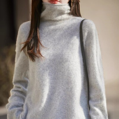 拉绒羊毛衫女堆堆领毛衣皇室羊毛高领针织打底衫慵懒打底衫ZM811