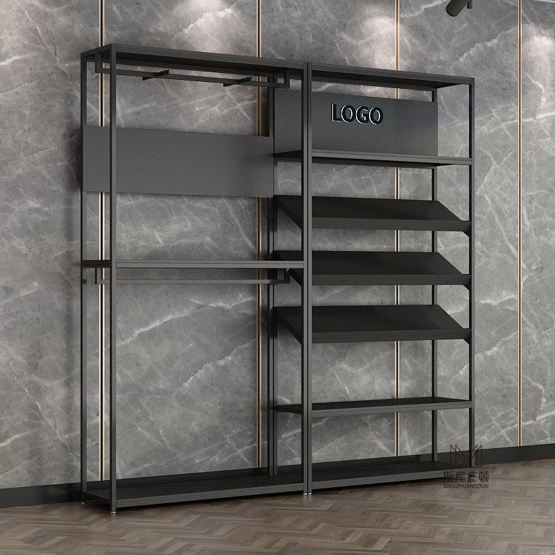 服装店展示架组合落地式专用挂衣架双层金属陈列架中岛架侧挂货架_虎窝淘