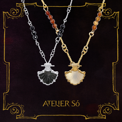 ATELIERSO扇形贝母串珠项链