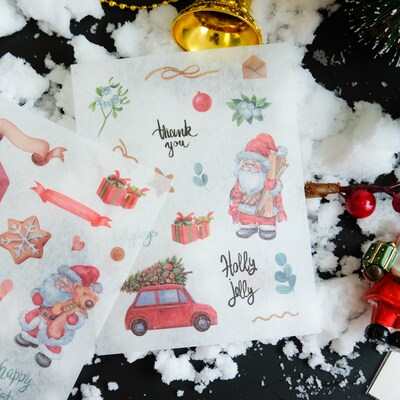 Yoofun 4pcs/Design Christmas Santa Claus Die cut Stickers f