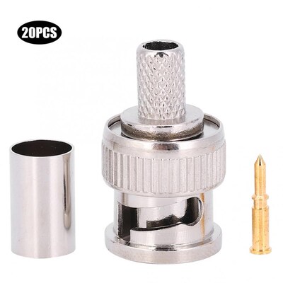 20Pcs BNC Plug Connector Zinc Cold Pressing for Communicati