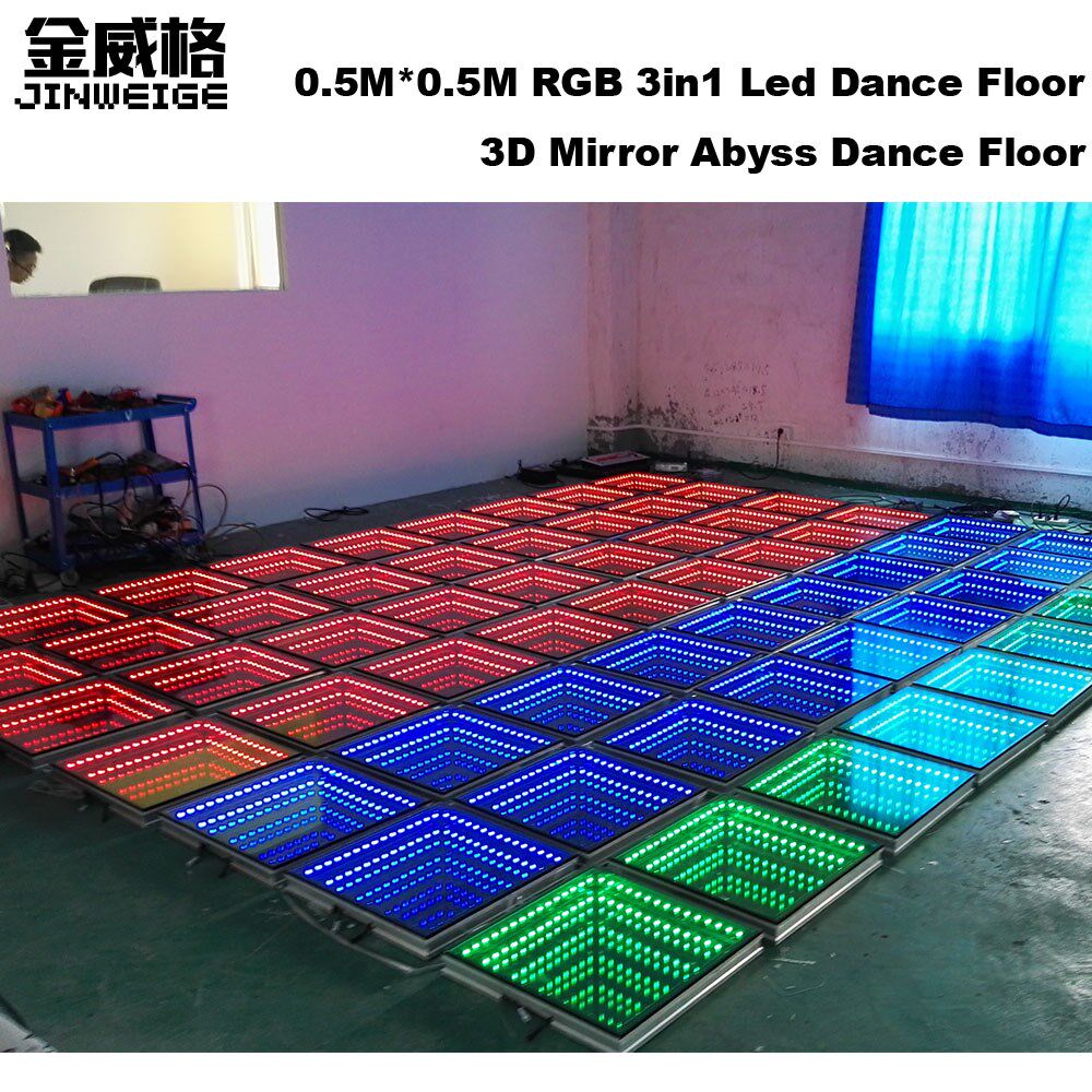 0.5x0.5M RGB 3in1 Beautiful Effect 3D Mirror Led Dance Floor_虎窝淘