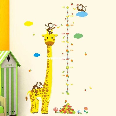 Lovely Cartoon Giraffe Measure Wall Stickers for Kids Height