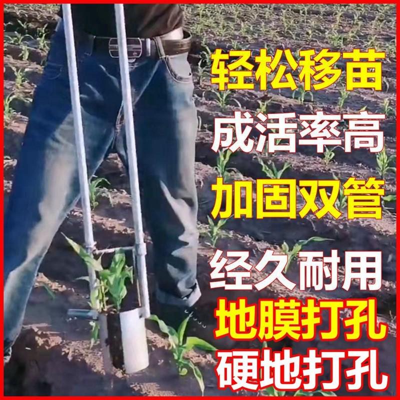 移栽神器种植栽c苗玉米移苗器挖洞插秧机不锈钢地膜打孔器农用工