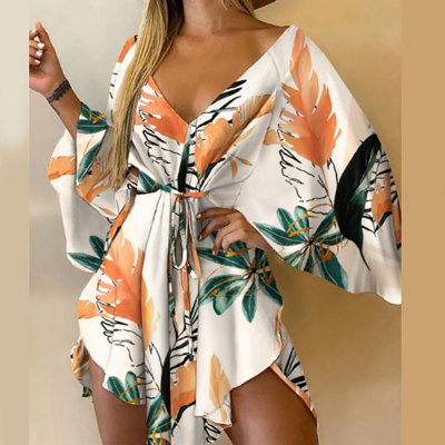Elegant Lace-Up Waist Casual Beach Dress优雅系带腰休闲沙滩裙