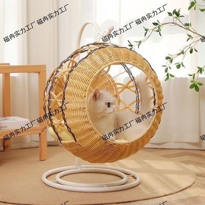 藤编猫窝夏天保暖宠物封闭式四季通用网红猫床猫咪可拆级大吊篮